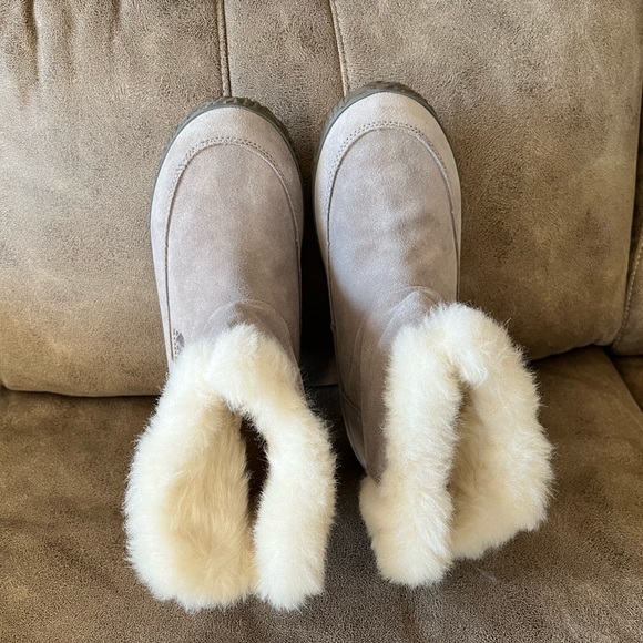 Sorel | Shoes | New Sorel Faux Fur Lined Slip On Boots 95 Grey Suede ...